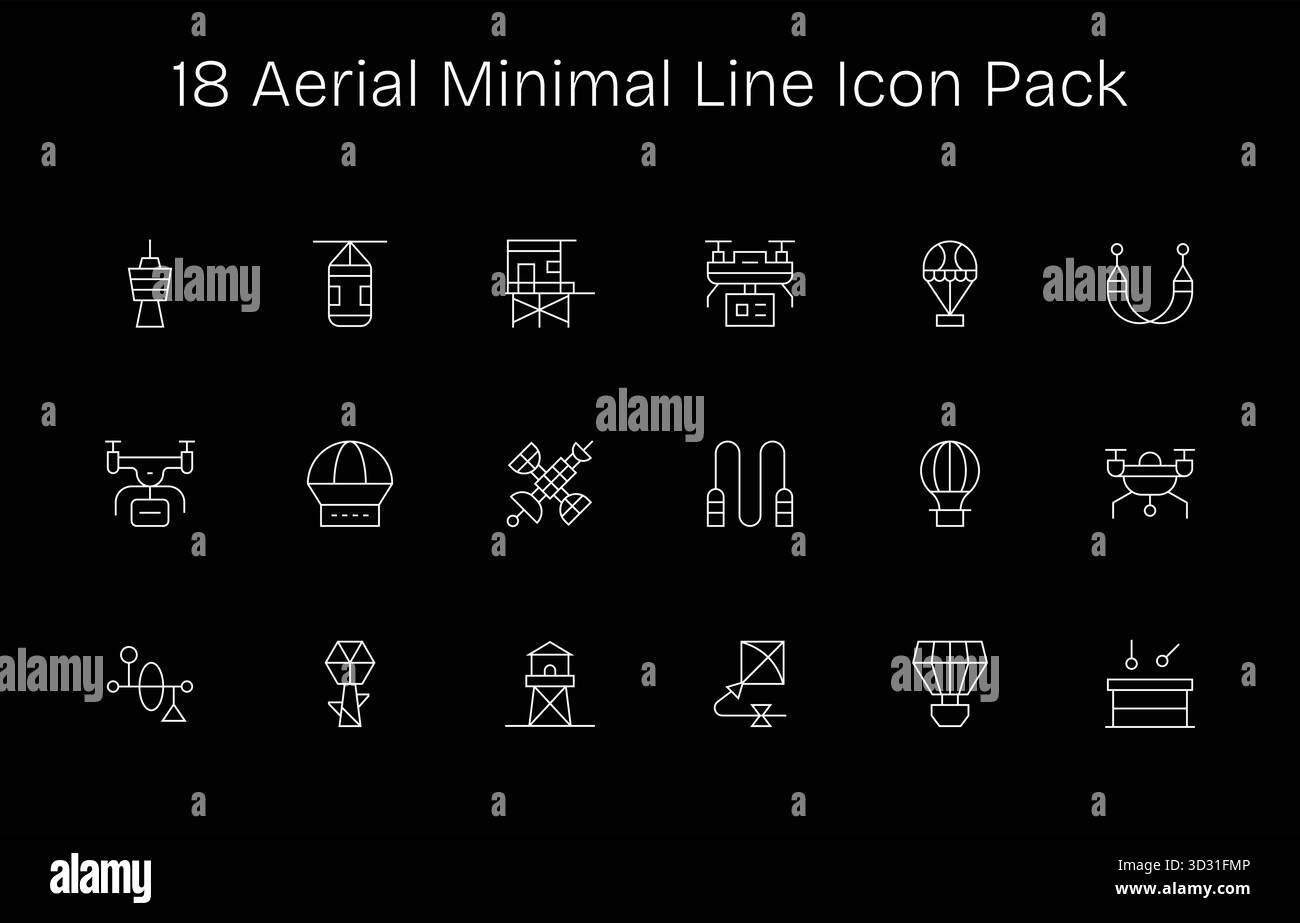 Curated pack of 18 vector icons in Minimal Line design, centered around ...