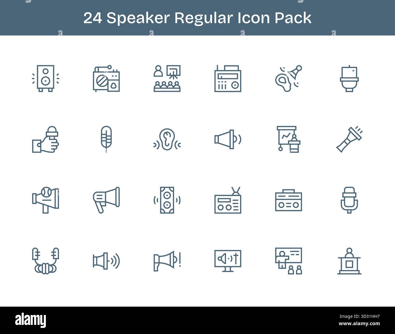 Professionally designed 24 icons in Regular Outline style, capturing ...
