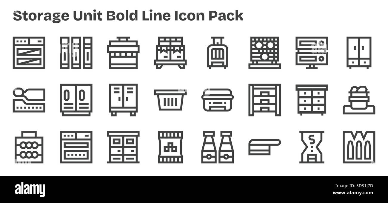 This Storage Unit icon pack includes 24 Bold Outline vectors, perfect ...