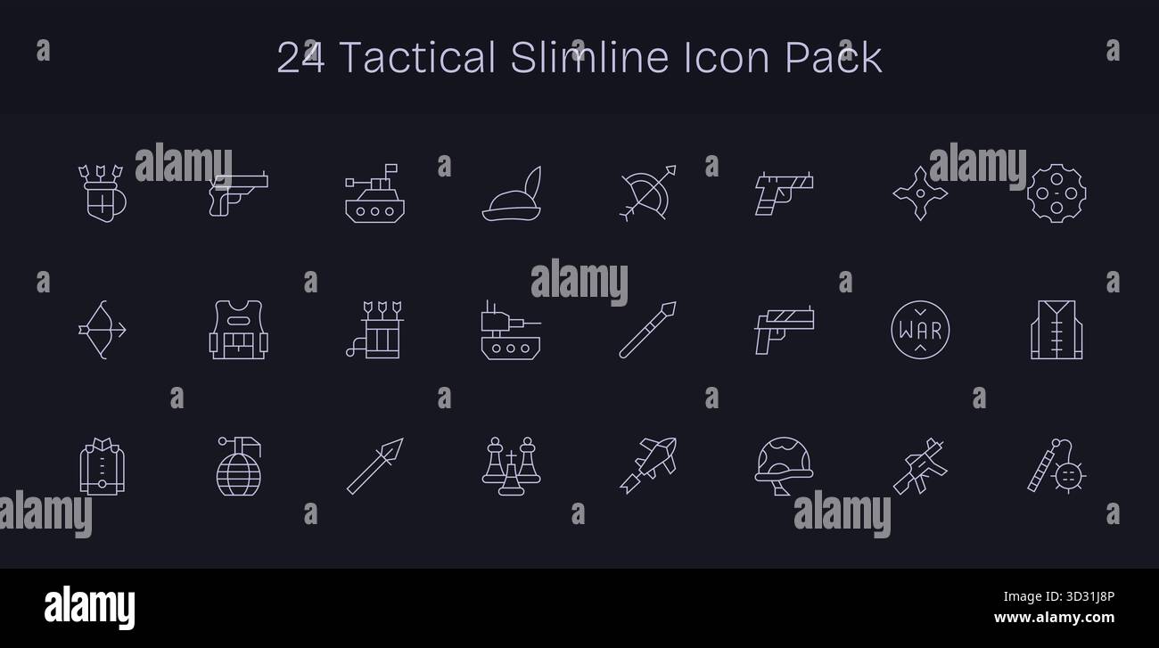 This collection features 24 Slim Line-style icons tailored to the ...
