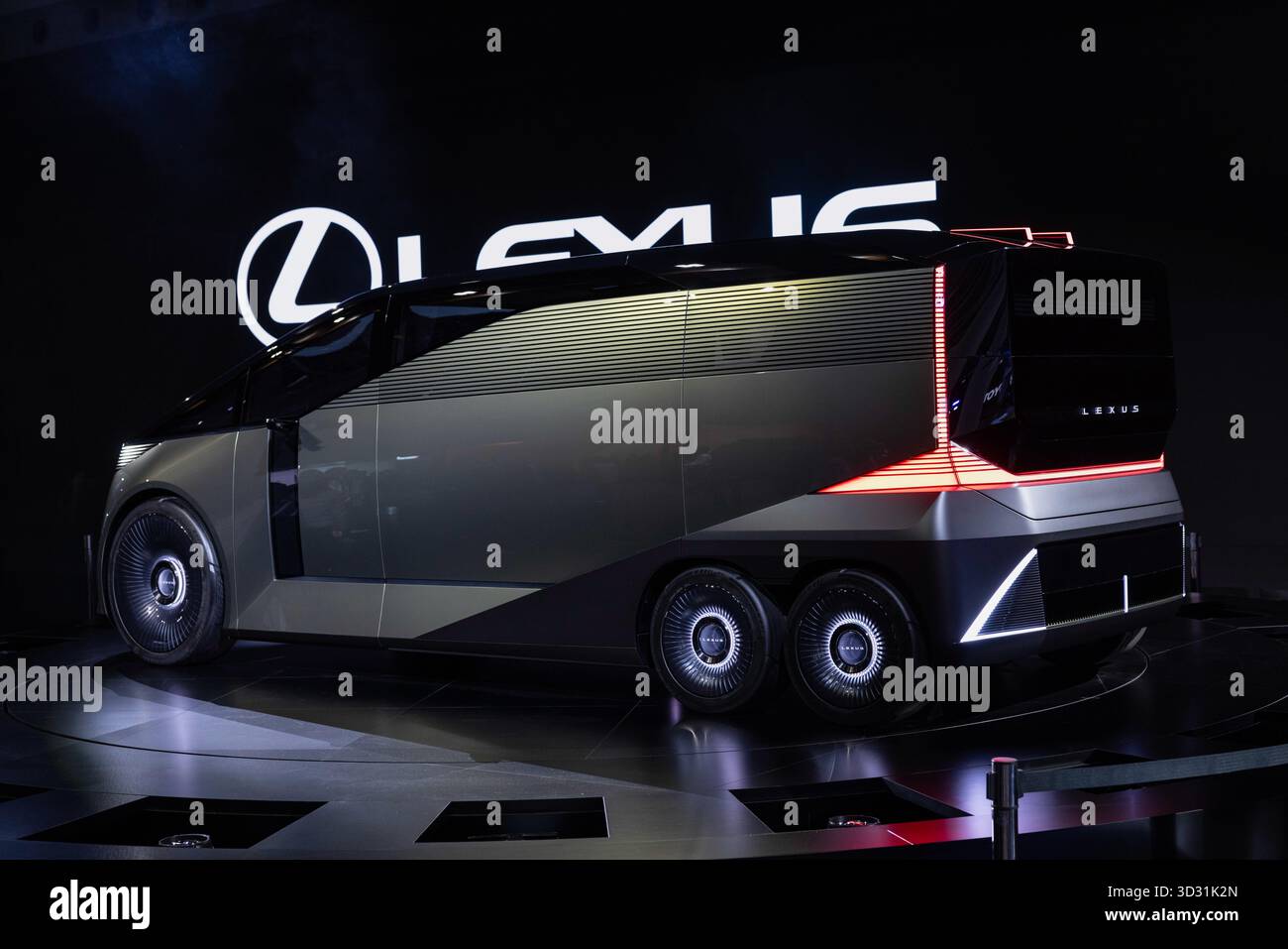 Lexus LS Concept (6-wheeled MPV) on display at Japan Mobility Show 2025 ...