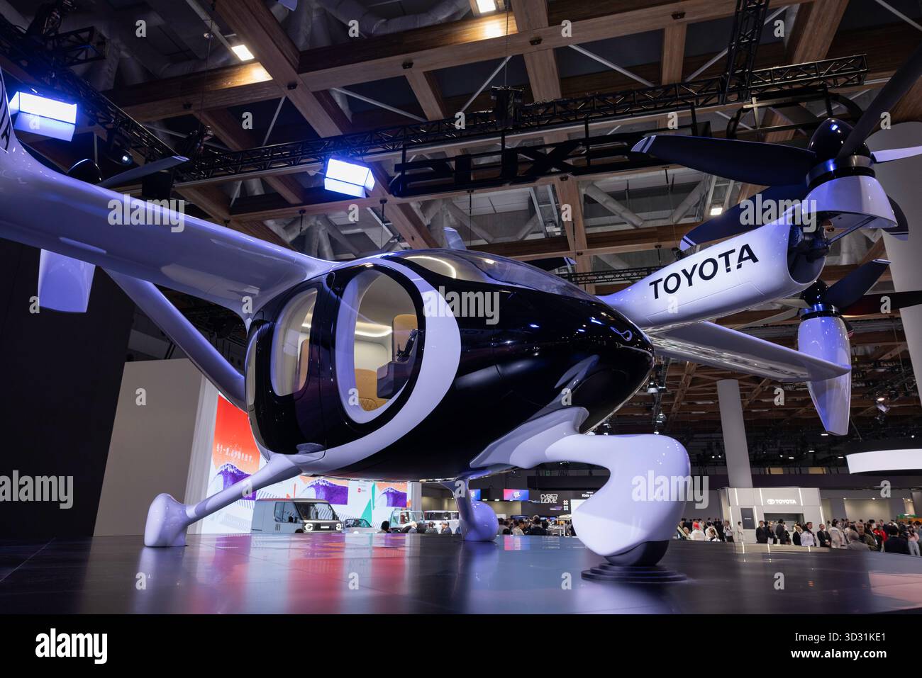 Flying vehicle Toyota Joby N542JX on display at Japan Mobility Show ...