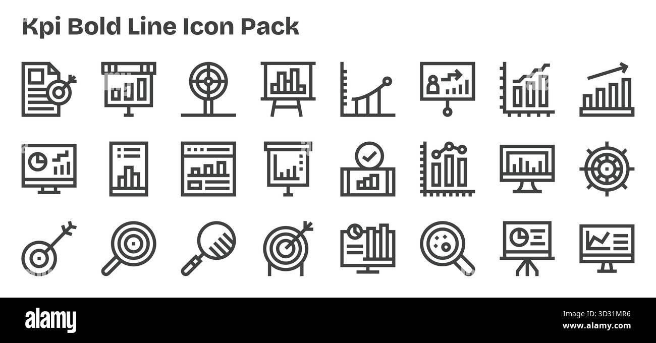 Vector pack with 24 Bold Outline icons inspired by Kpi, ideal for ...