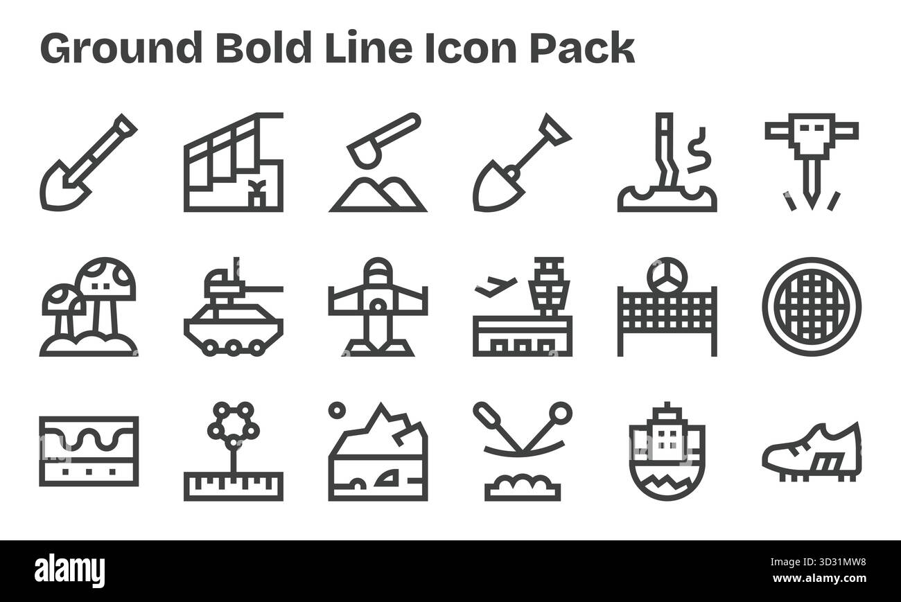 Vector pack with 18 Bold Line icons inspired by Ground, ideal for ...