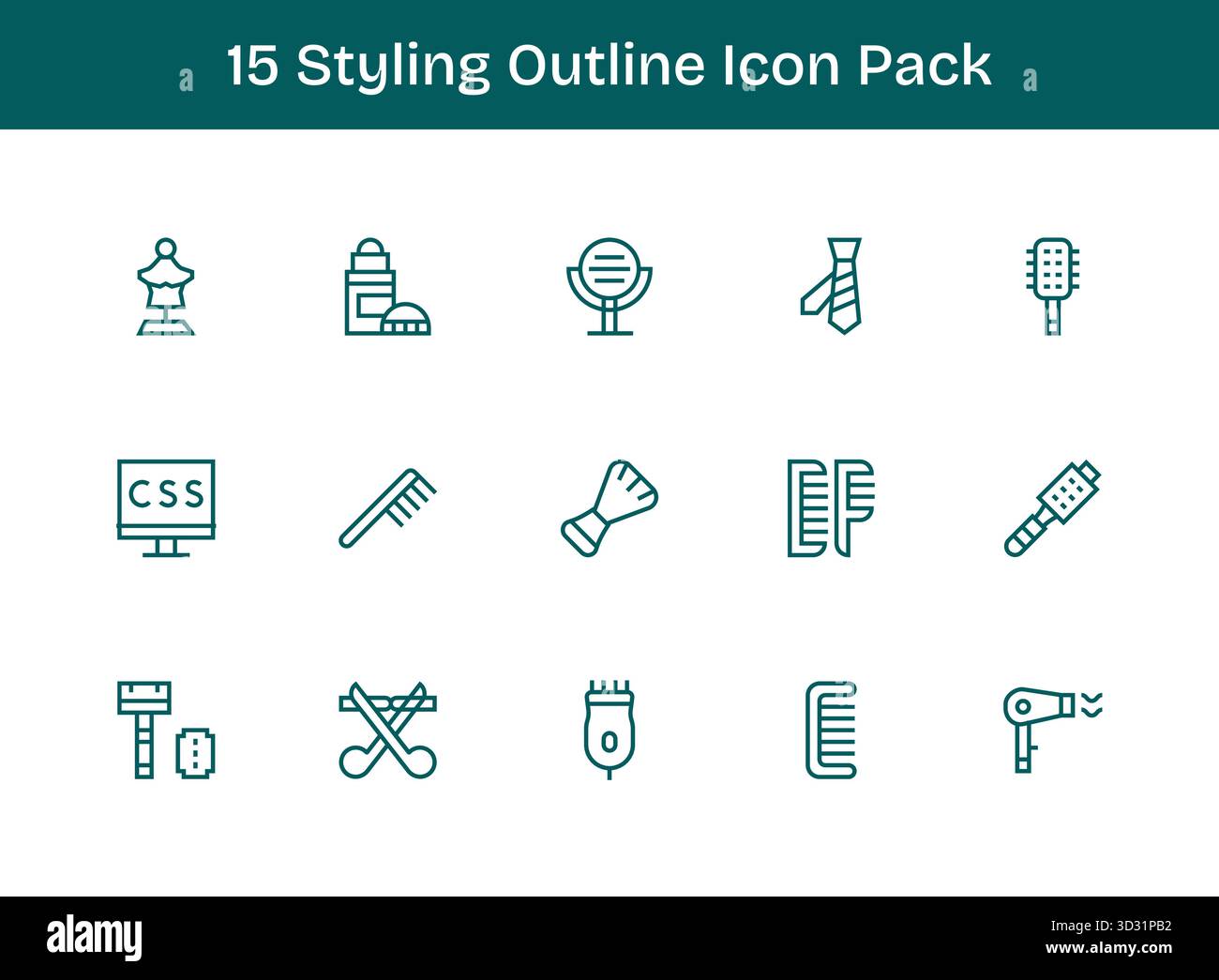 Set of 15 Outline-style icons themed around Styling, crafted for ...