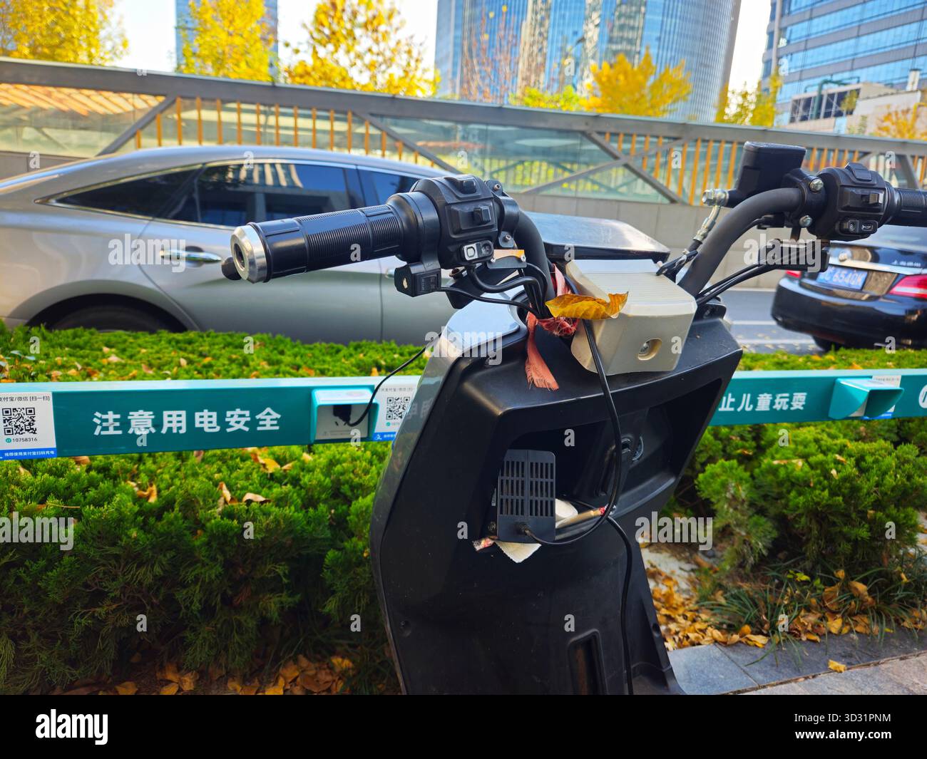 Electric Scooter Charging at Curbside Station in Chinese City Stock ...