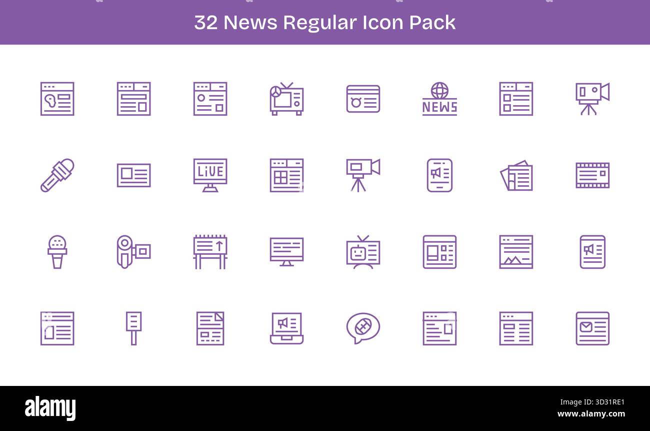 This News icon pack includes 32 Regular Line vectors, perfect for ...