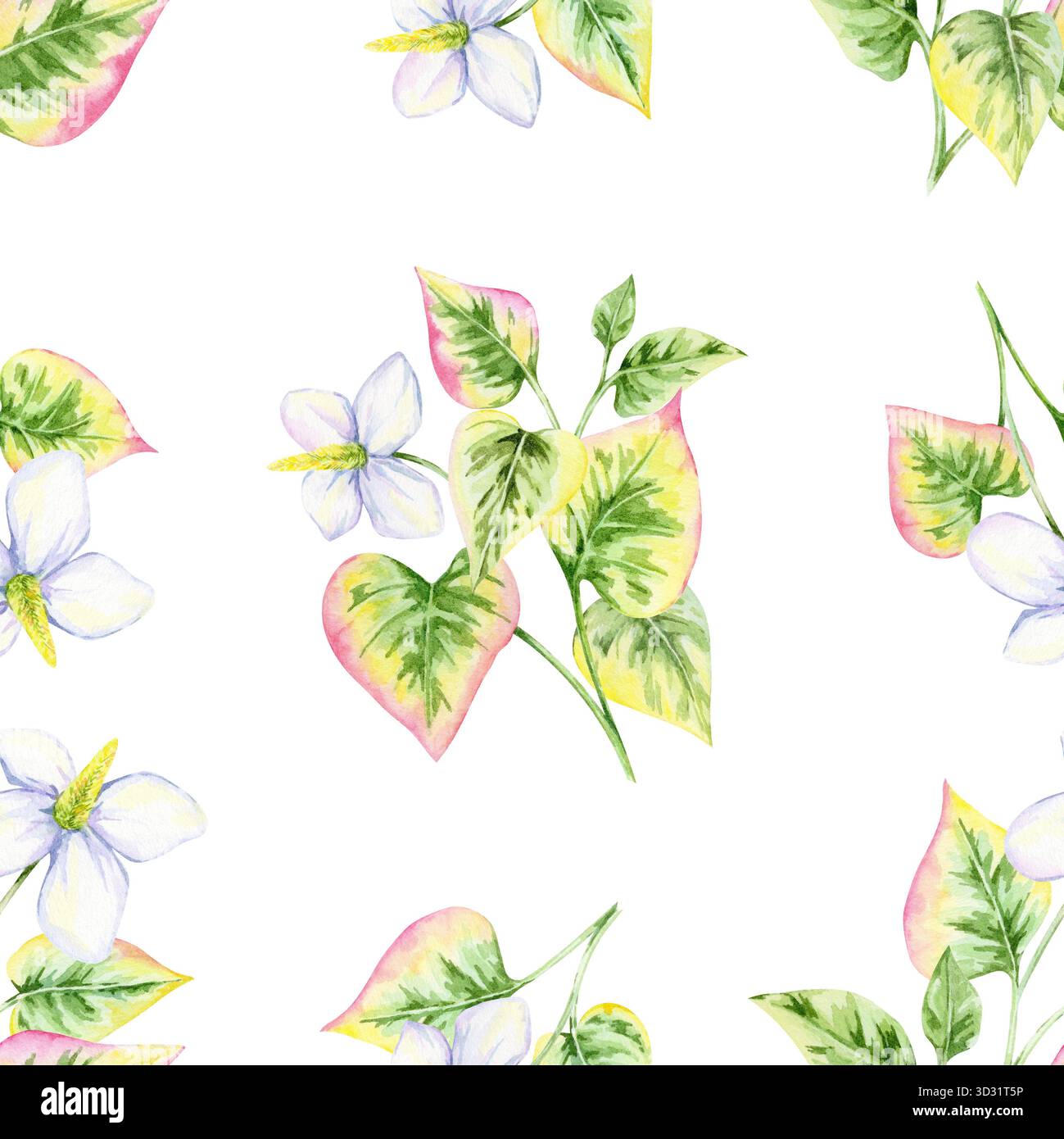 Botanical hand drawn watercolor clipart of single leaf and flower ...