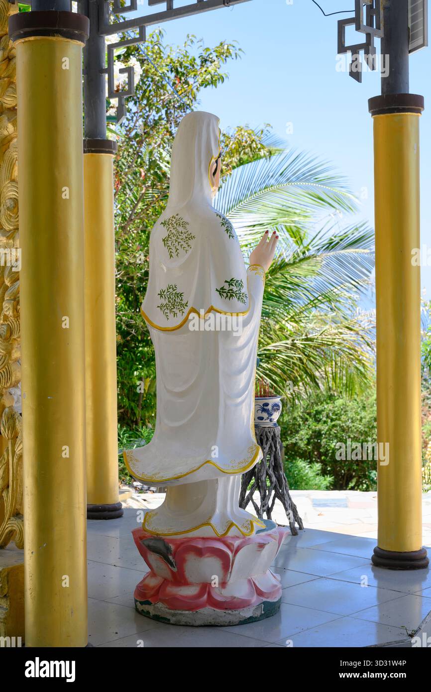 NHA TRANG, VIETNAM - APRIL 28, 2025. Buddhist sculpture in white robes ...