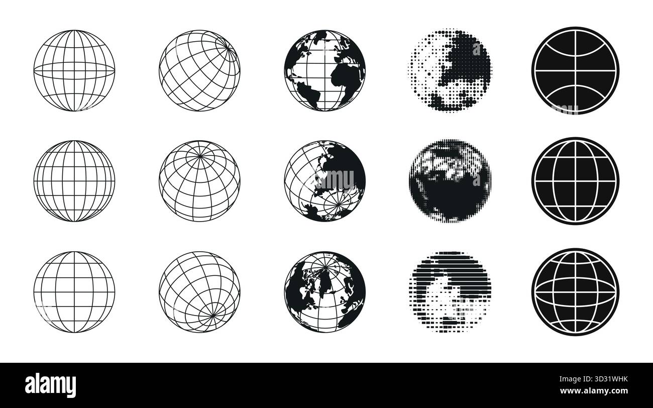 Pixelated world map icons Stock Vector Images - Alamy