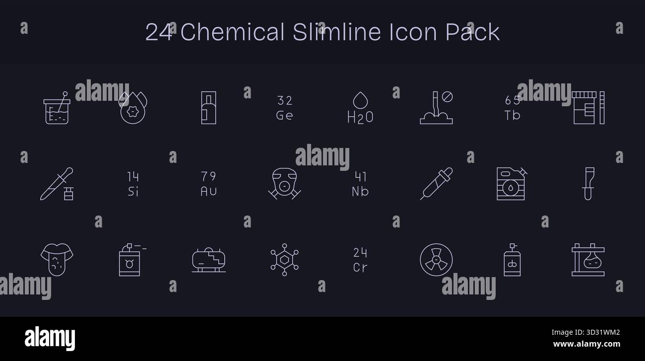 This Chemical icon pack includes 24 Slim Line vectors, perfect for ...