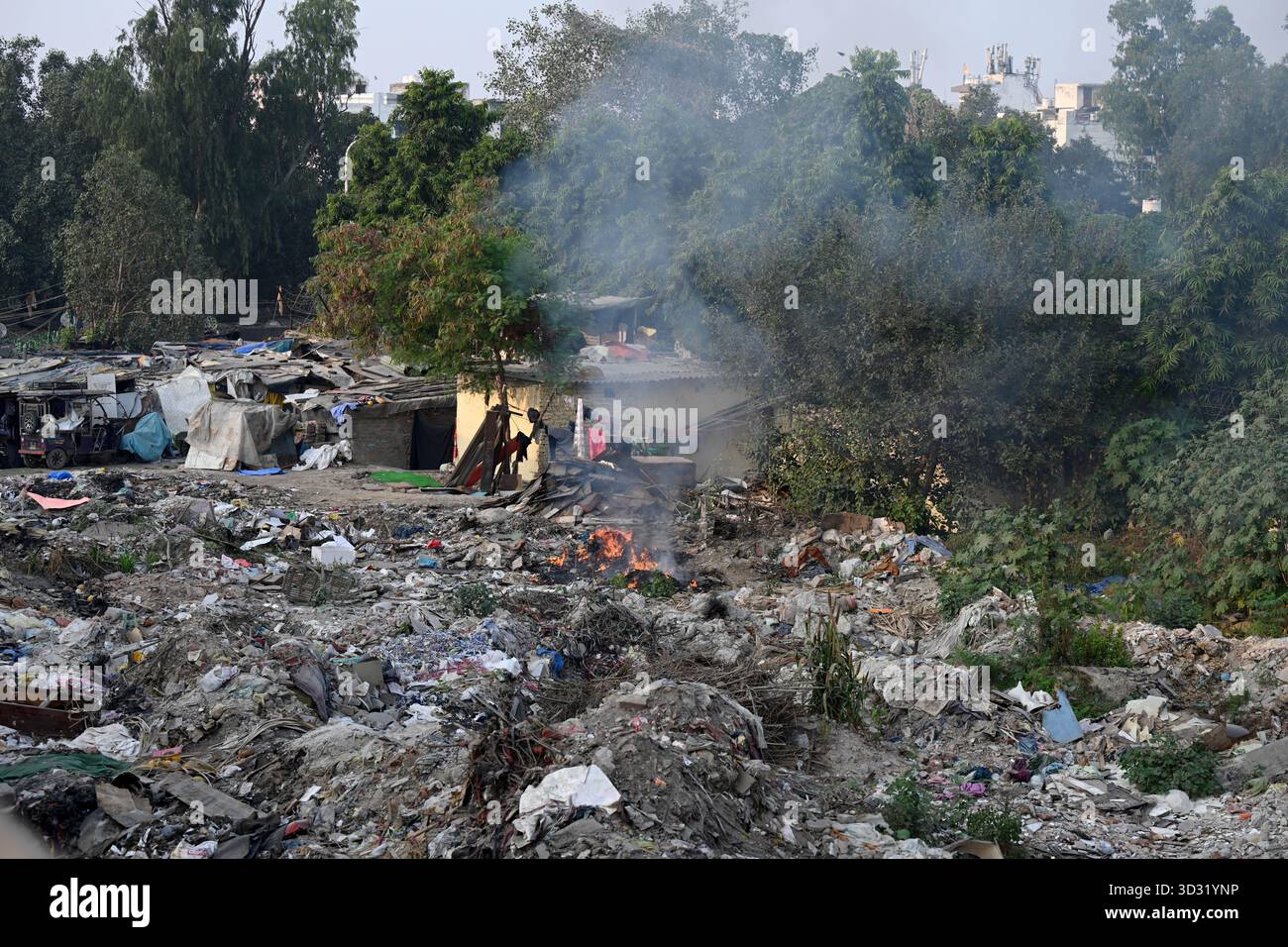 NEW DELHI, INDIA - NOVEMBER 2: Plastic garbage Burn at Geeta Colony ...