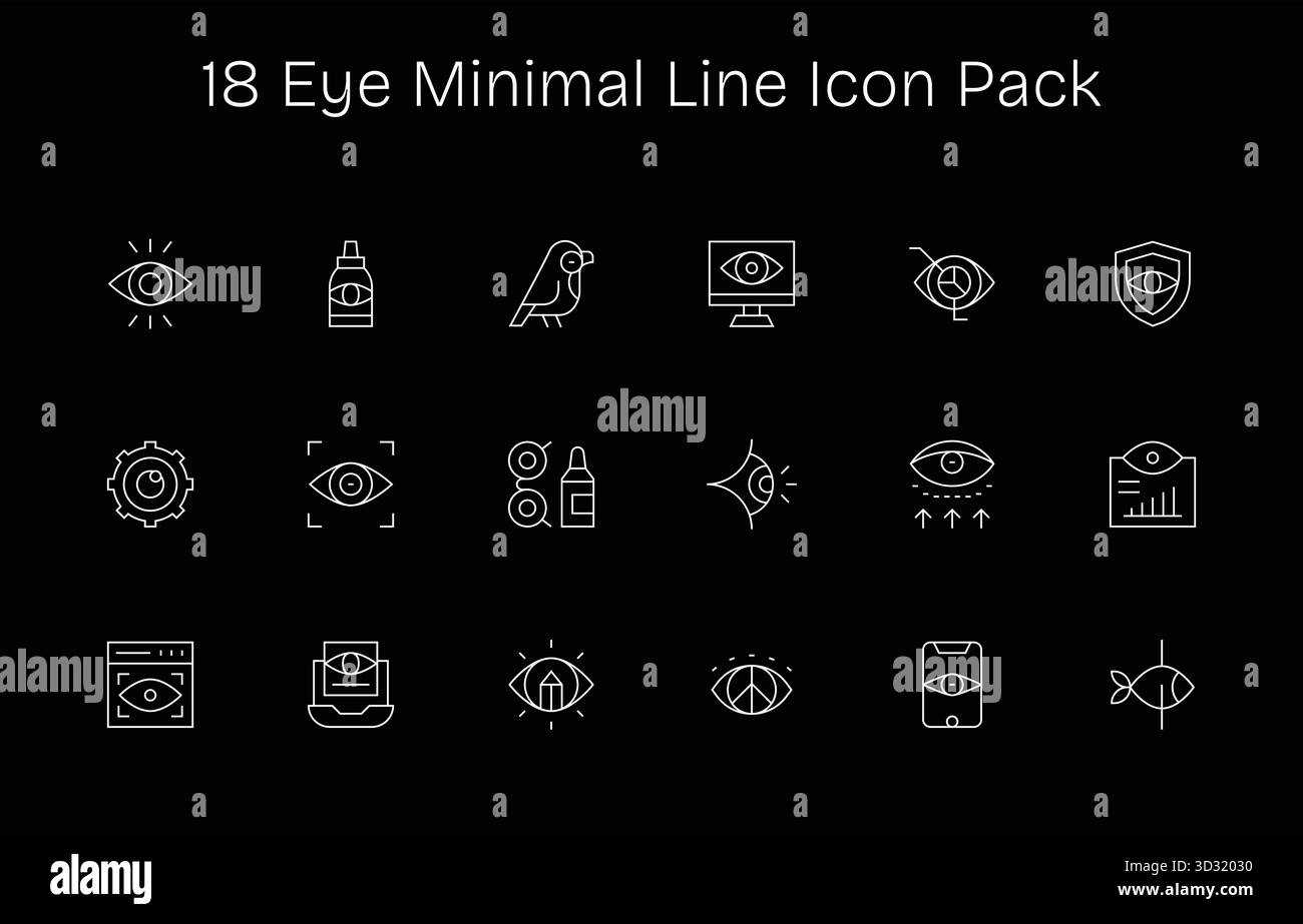 A dynamic set of 18 icons in Minimal Line style, tailored for Eye and ...