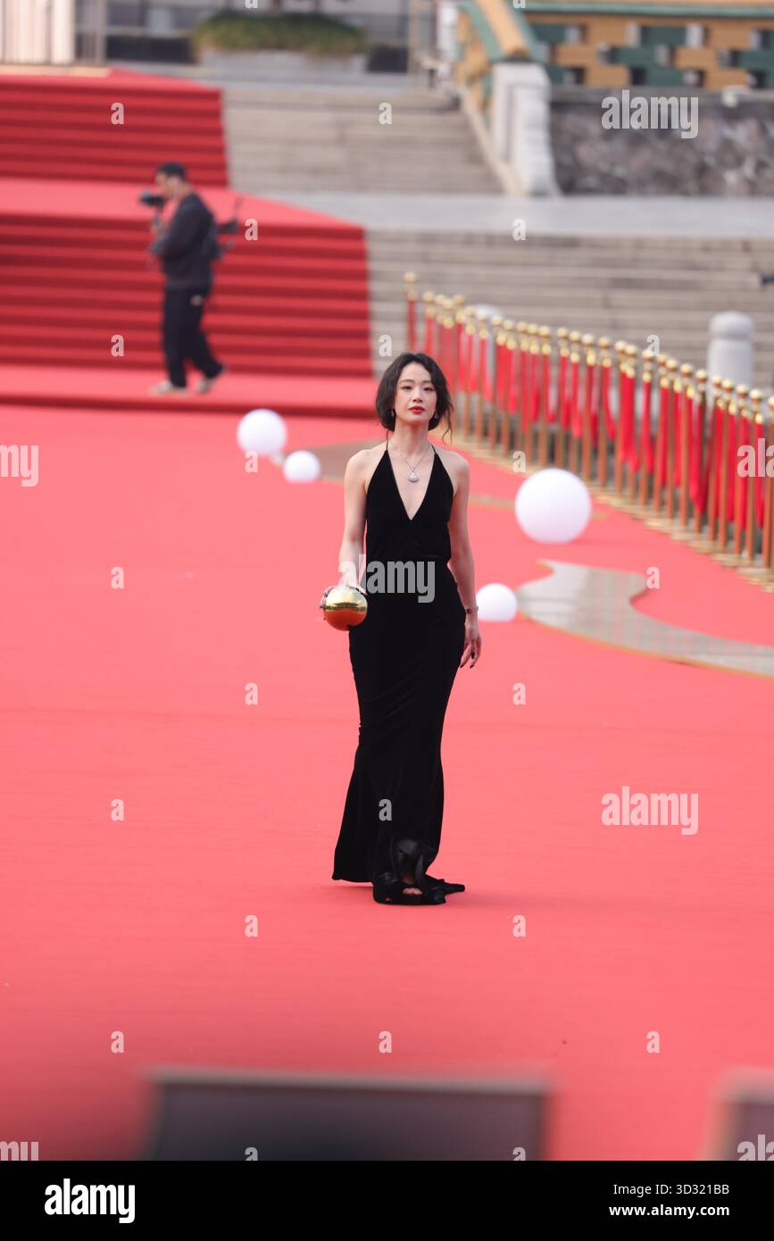 Chinese actress Li Meng attends an activity in Hengdian Town, Jinhua ...