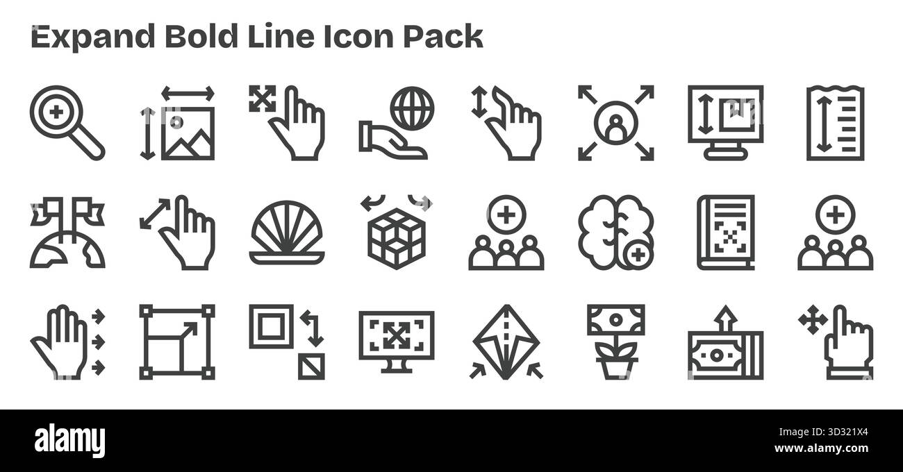 This Expand icon pack includes 24 Bold Outline vectors, perfect for ...