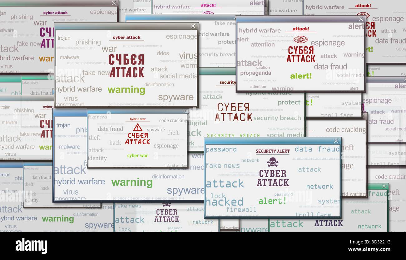 Cyber attack russia symbol technology concept. Abstract sign on glitch ...
