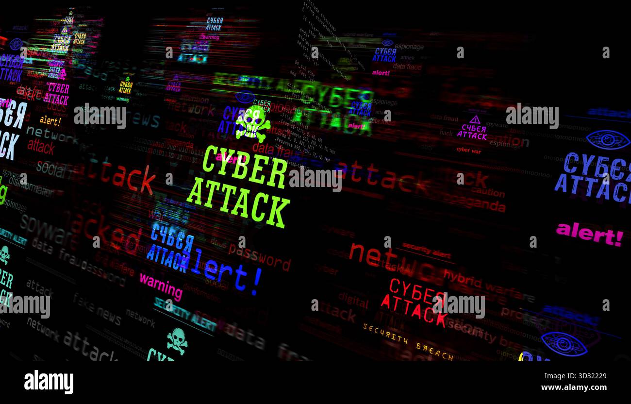 Cyber attack russia symbol technology concept. Abstract sign on glitch ...