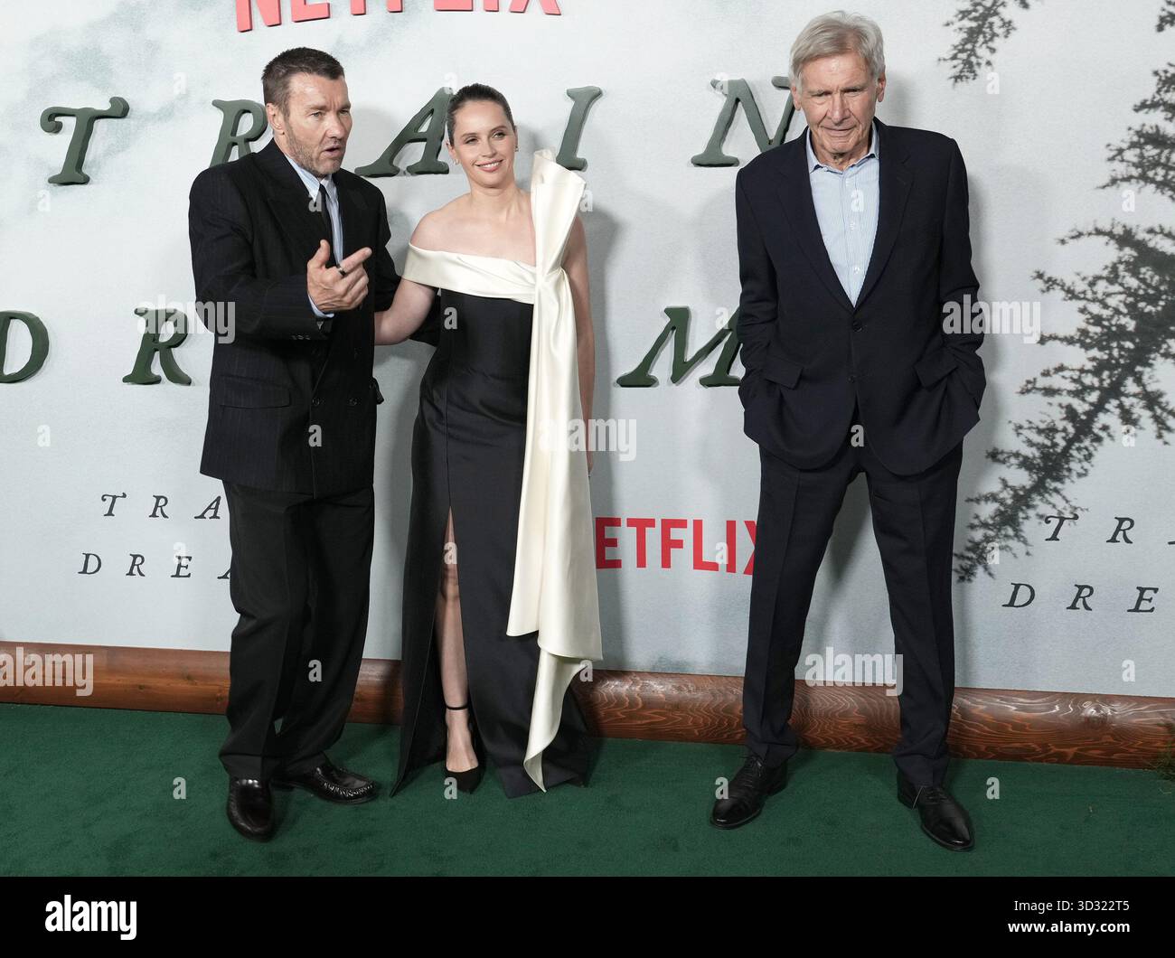 (L-R) Joel Edgerton, Felicity Jones and Harrison Ford at Netflix's ...