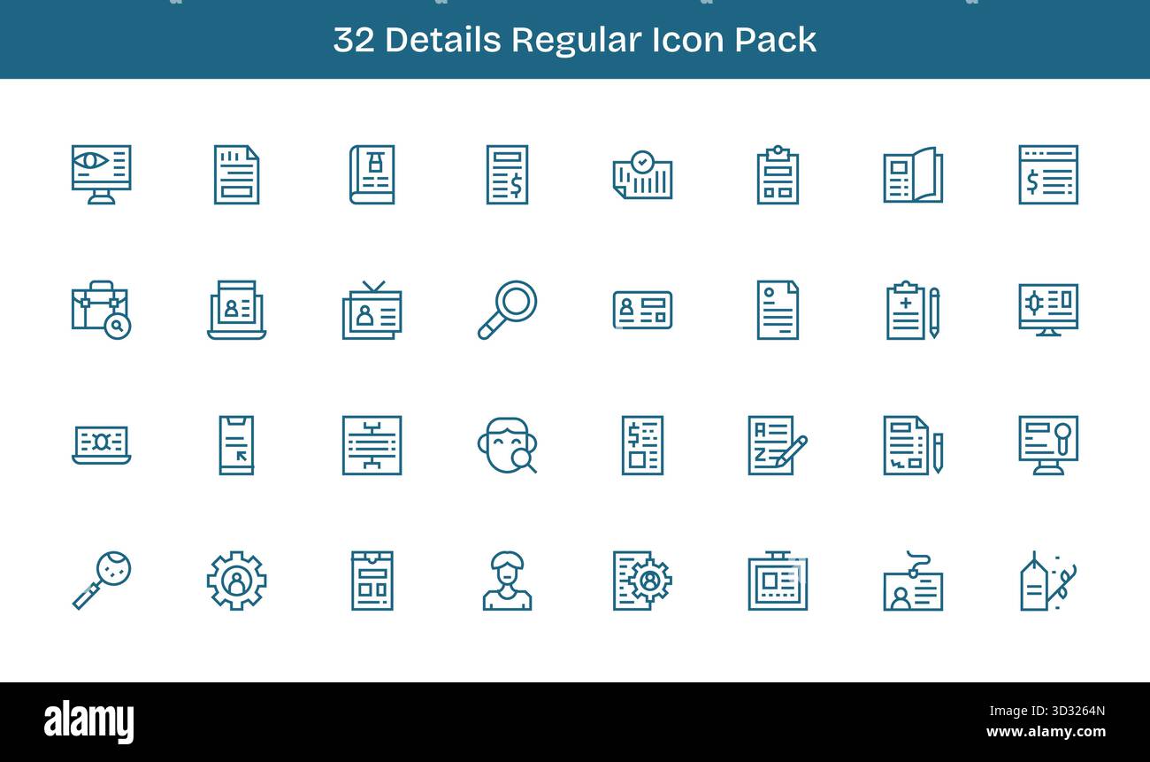 Professionally designed 32 icons in Regular Line style, capturing the ...