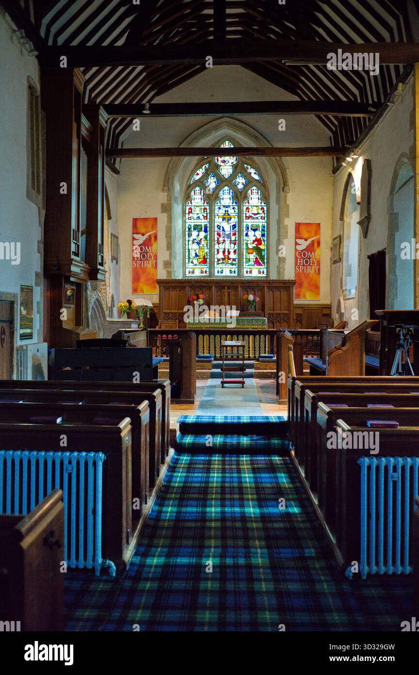 Church interior with wooden pews and beams hi-res stock photography and ...