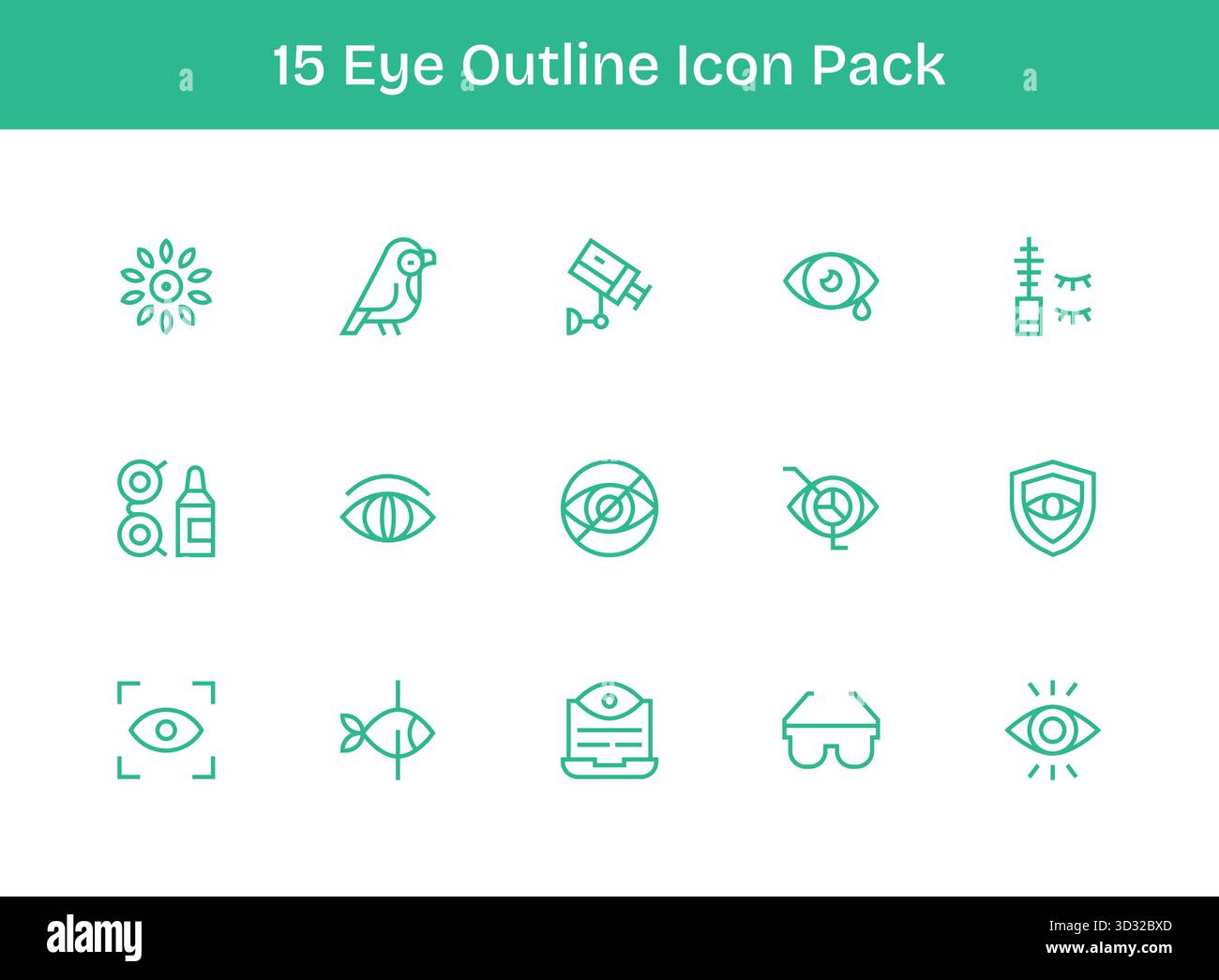 Vector pack with 15 Outline icons inspired by Eye, ideal for scalable ...