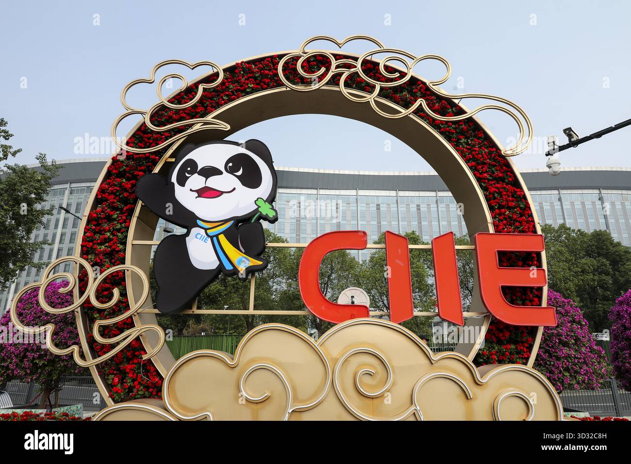 The National Exhibition and Convention Center（Shanghai）is decorated for ...