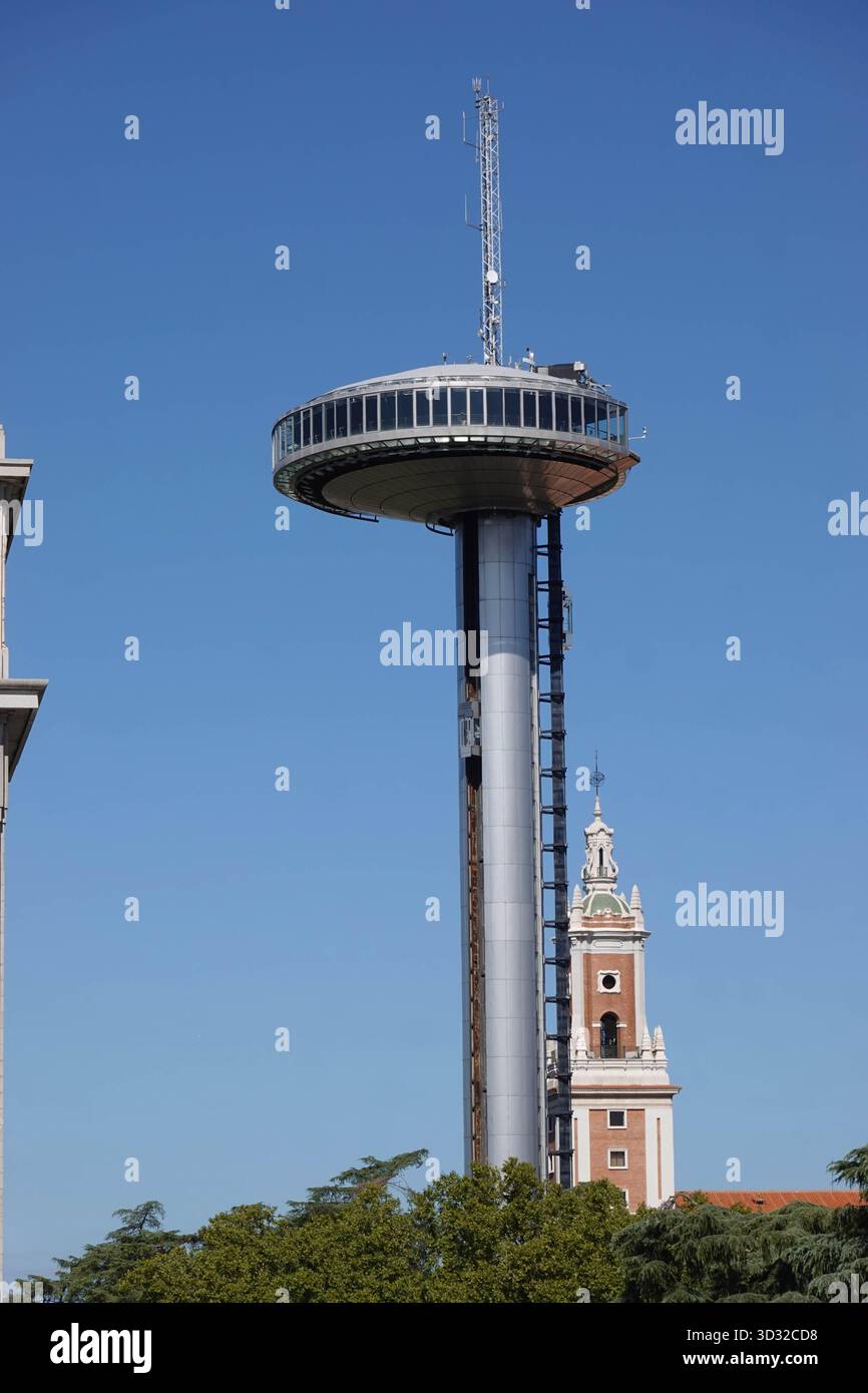 Spain, Madrid, Faro de Moncloa is a transmission tower with an ...