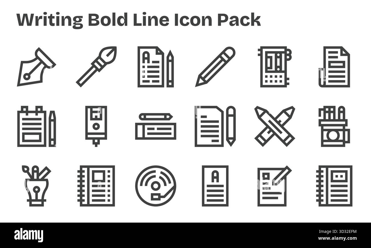 Vector pack with 18 Bold Line icons inspired by Writing, ideal for ...