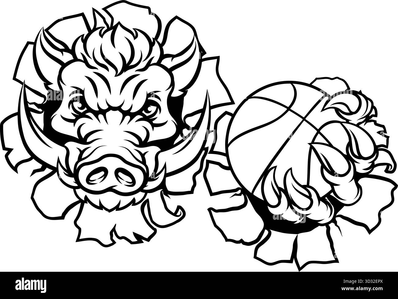 Boar Wild Hog Razorback Warthog Basketball Mascot Stock Vector Image ...
