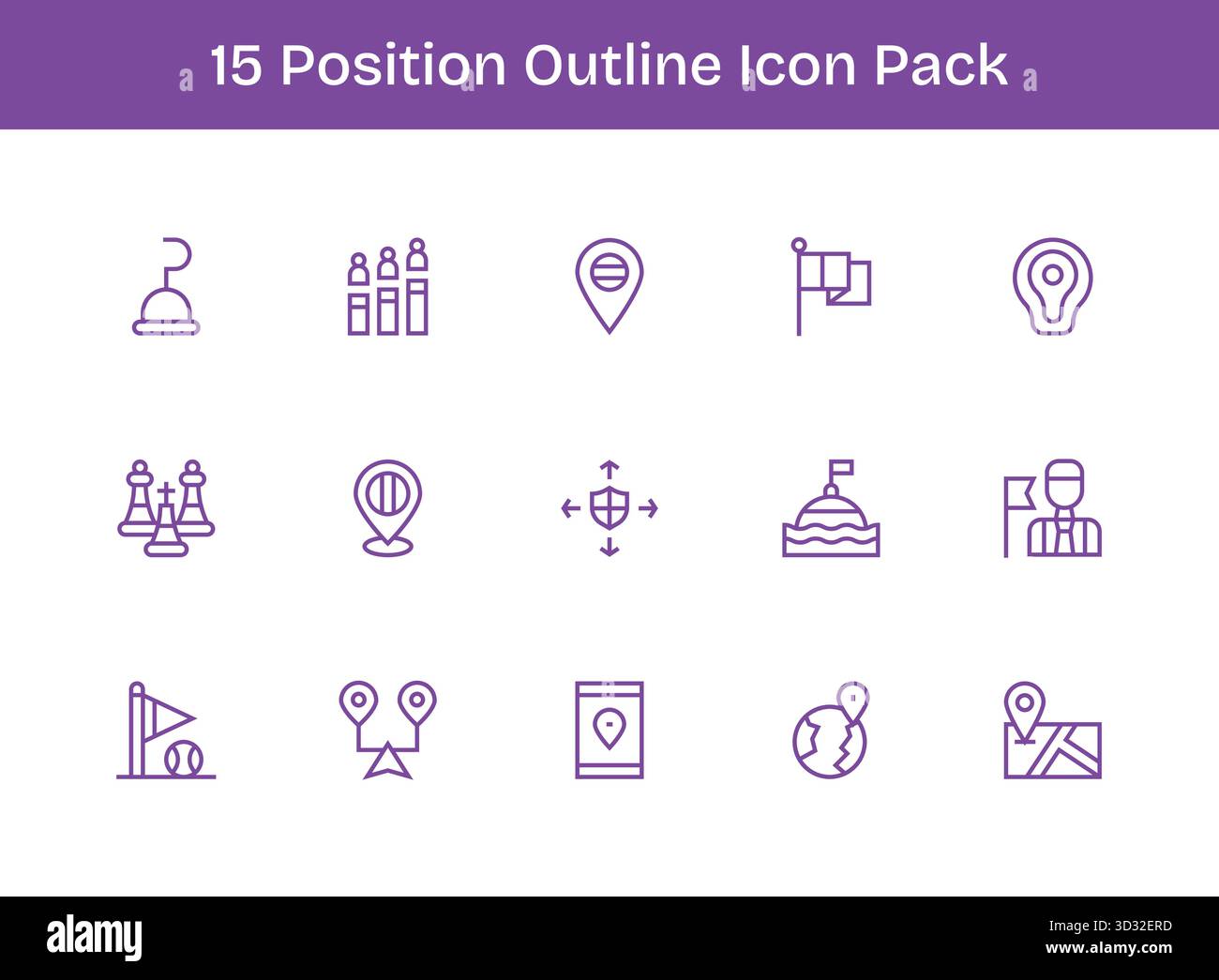 A versatile set of 15 Outline vector icons focused on Position, ideal ...