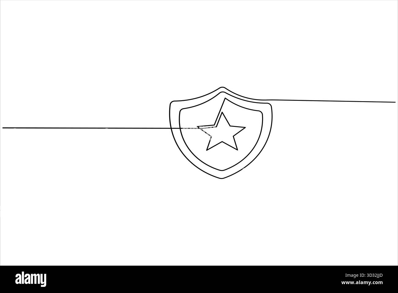 One line drawing of shield symbol representing privacy and ...