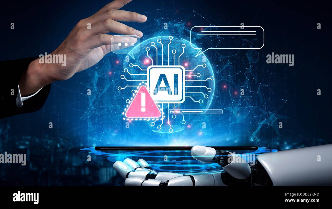 AI interface showing prompt error warning and system alert. AI prompt ...