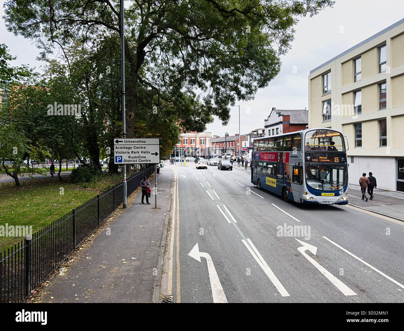 Manchester, UK - September 29, 2025: Busy Manchester street scene with ...