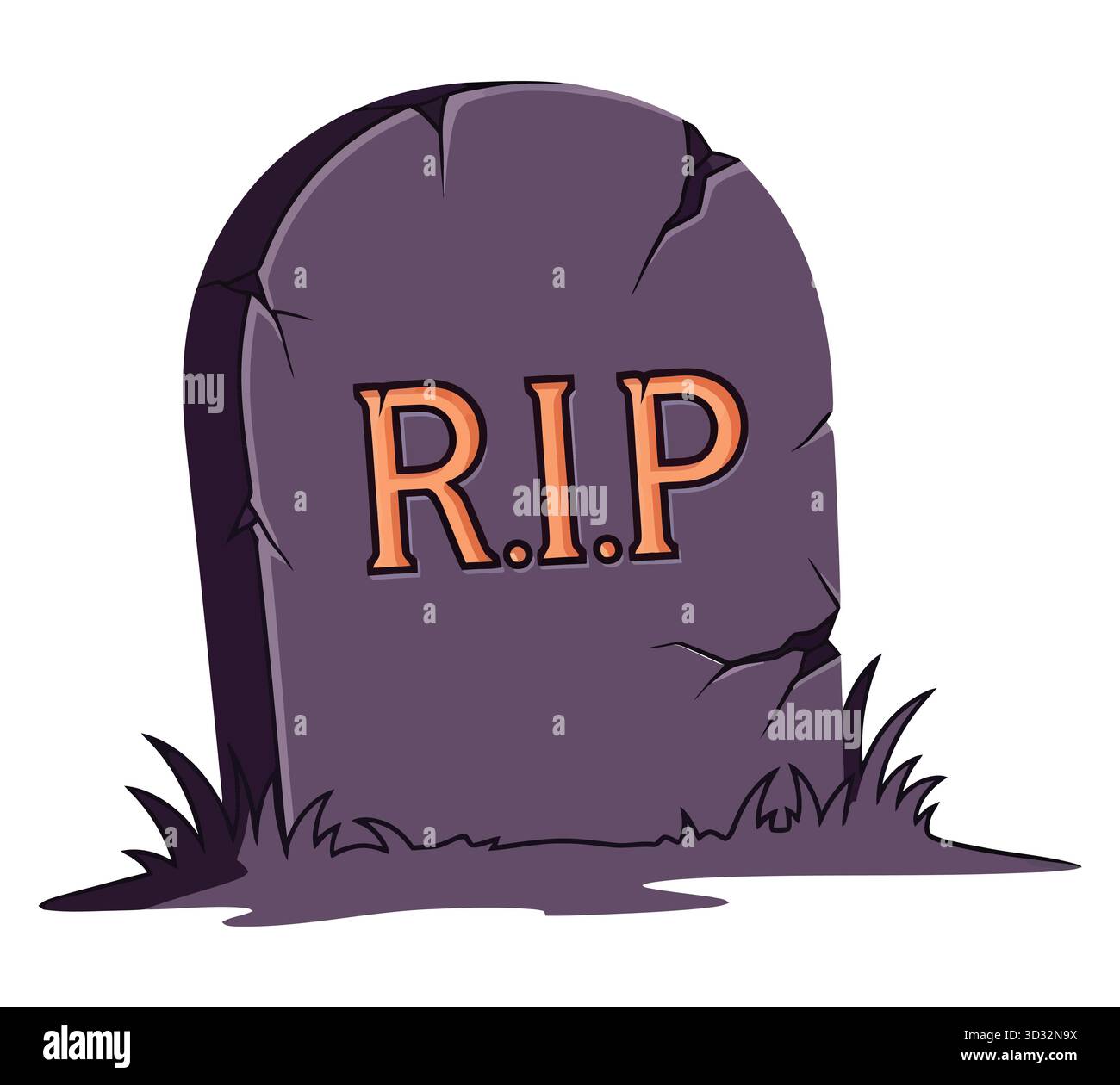 Cartoon gravestone with the letters rip on it and some grass at the ...