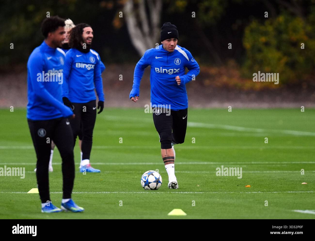 Chelsea's Enzo Fernandez during a training session at Cobham Training ...