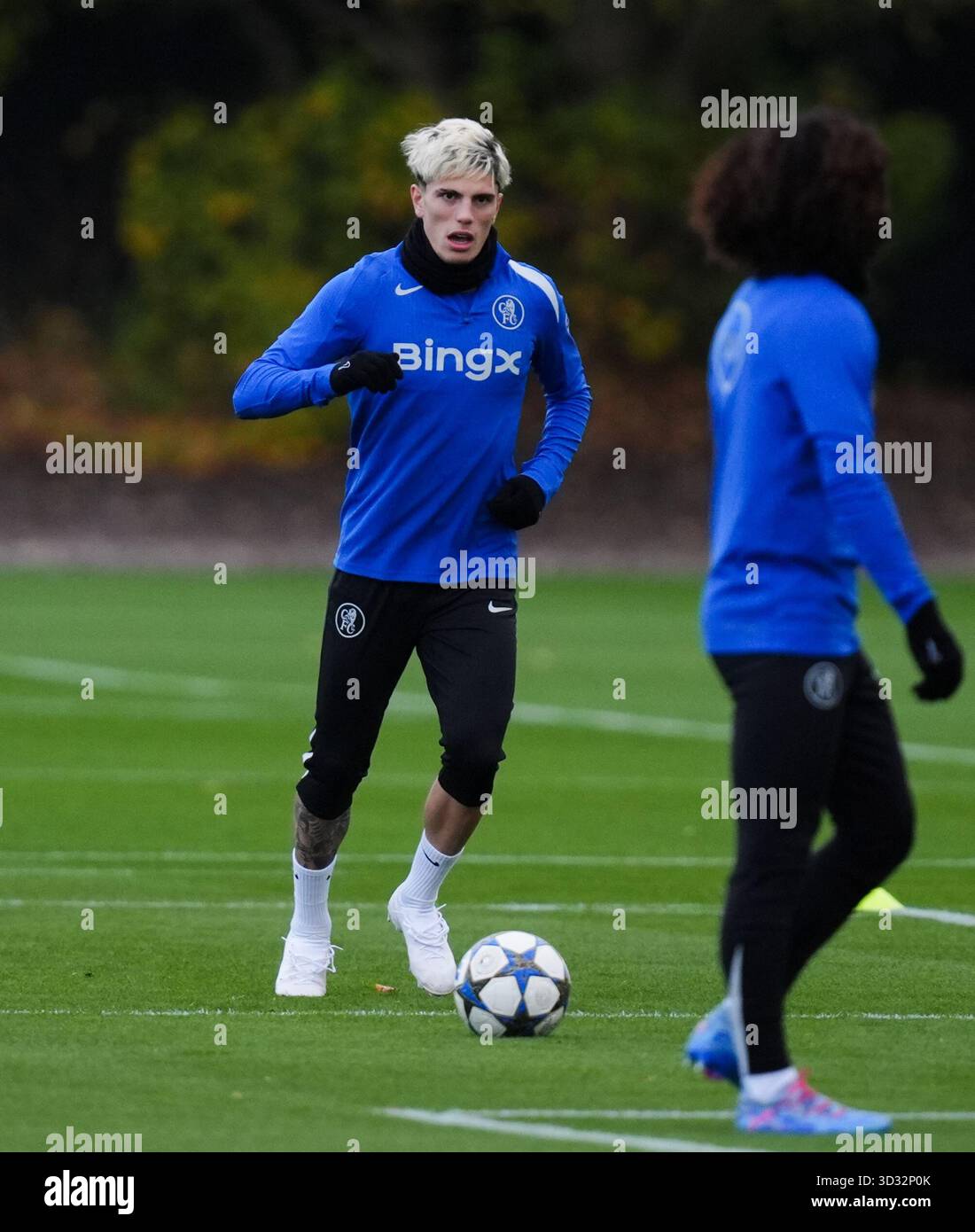 Chelsea's Alejandro Garnacho during a training session at Cobham ...