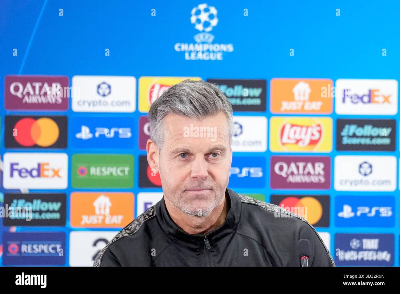 Oslo 20251103. Bodoe/Glimt's coach Kjetil Knutsen during a press ...