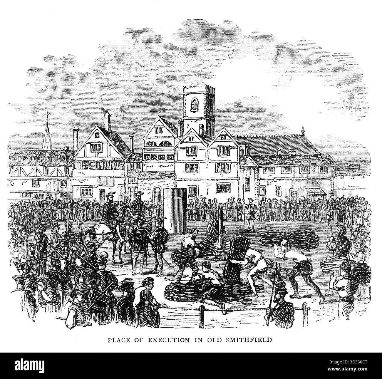 A 19th century engraving of the Place of Execution in Old Smithfield ...