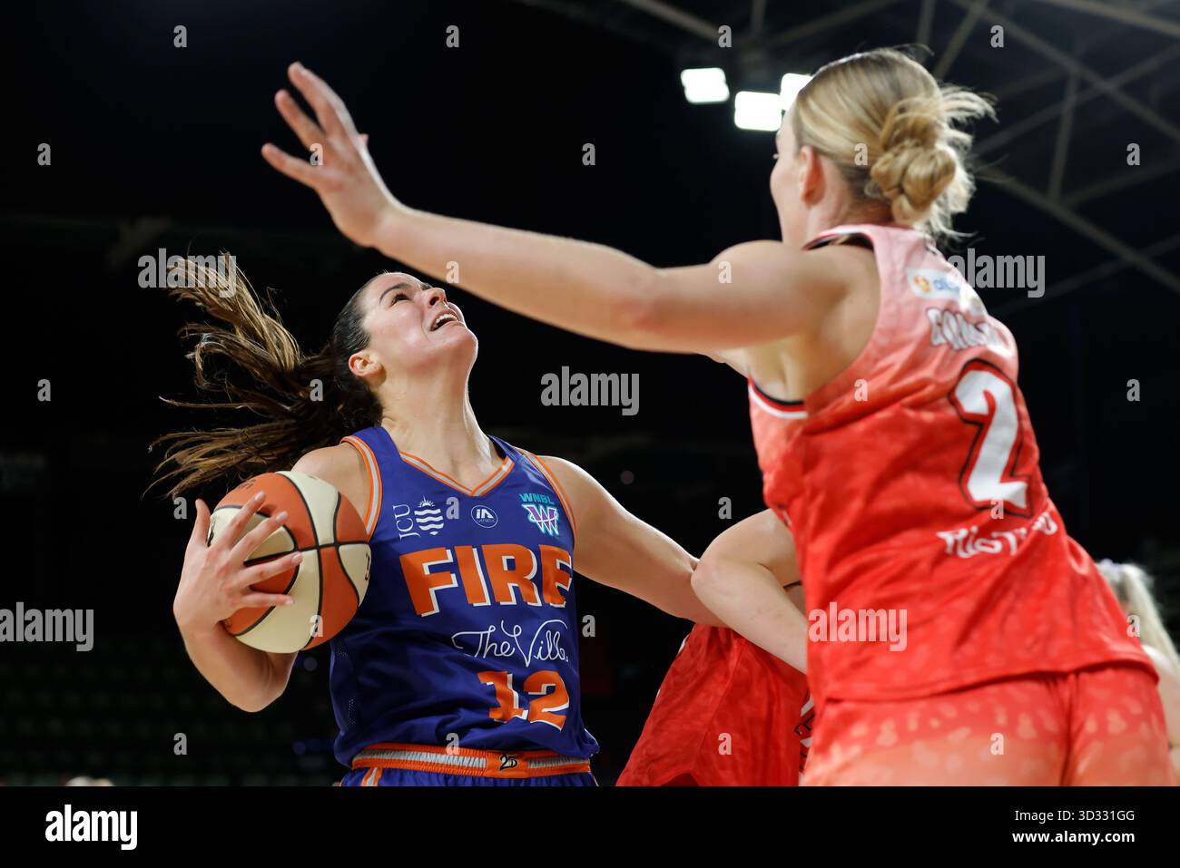 Alex Fowler of the Fire in action during the WNBL Round 3 match between ...