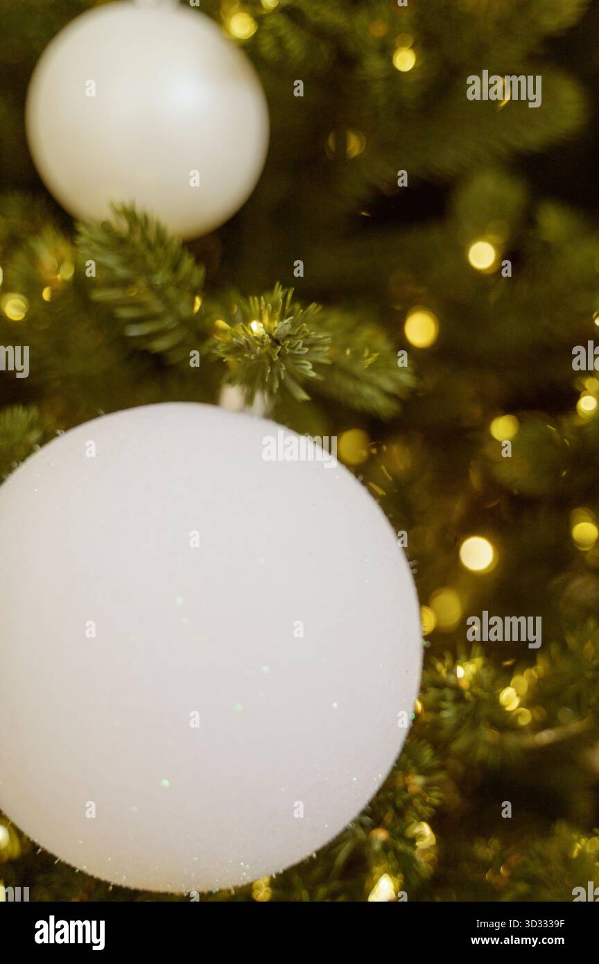 Closeup on Christmas tree decoration over festive background Stock ...