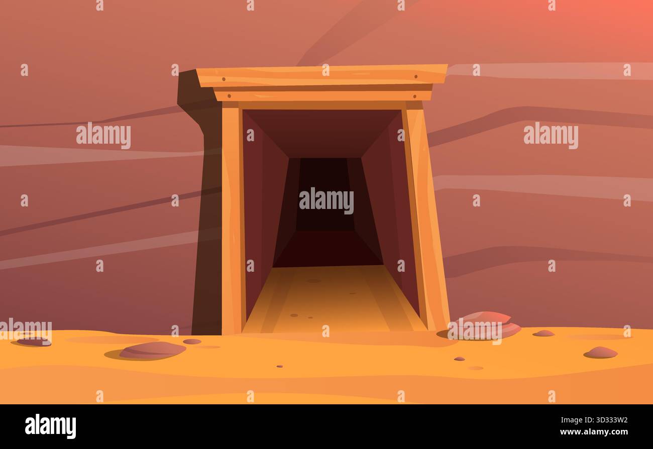 Entrance to stone cave. Passageway to gold mine. Colliery gate. Cliff ...