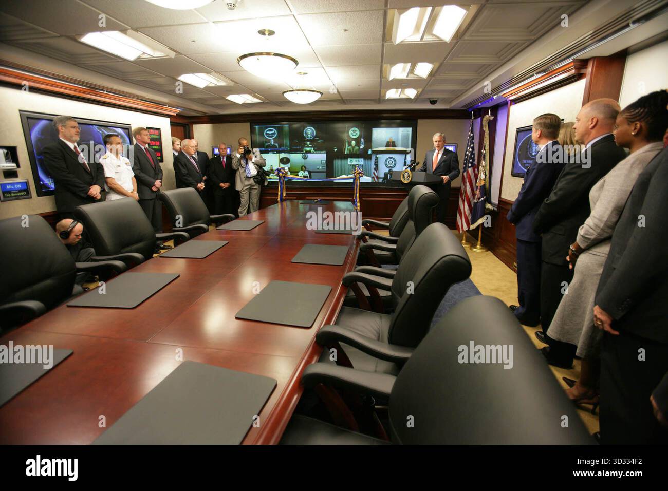 United States President George W. Bush delivers remarks during the ...