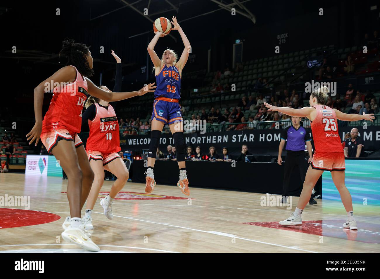 Lucy Olsen of the Fire puts up a shot during the WNBL Round 3 match ...