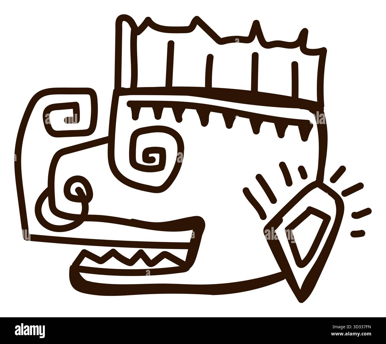 Aztec art drawing featuring stylized ancient symbol design Stock Vector ...