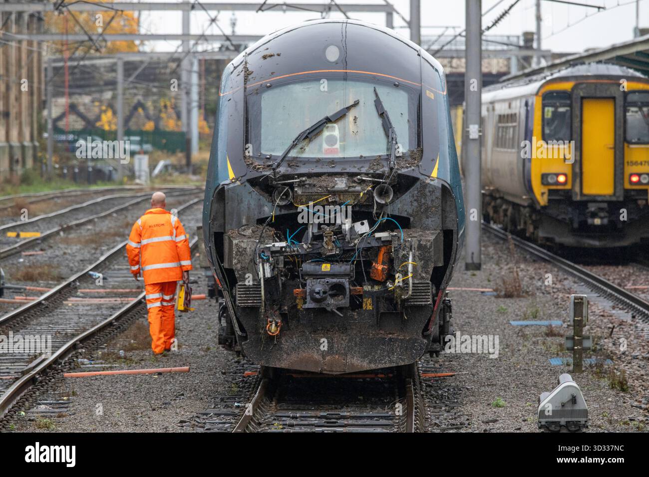 Carlisle Station, England, UK. 4th November 2025. The damaged train ...