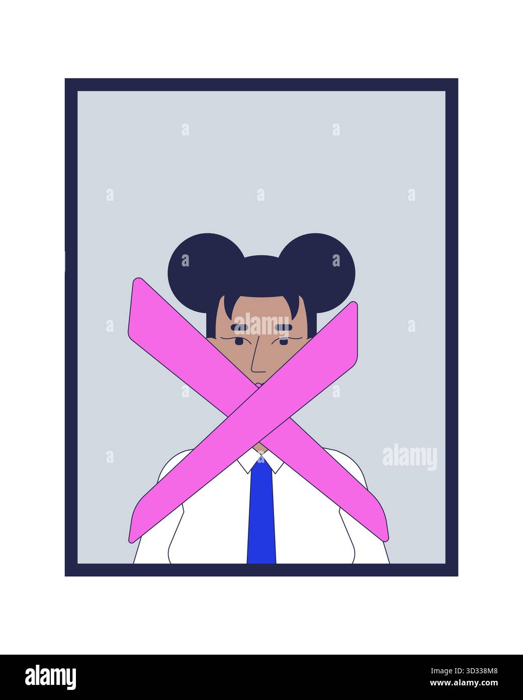 Rejected avatar of black woman employee with space buns 2D cartoon ...