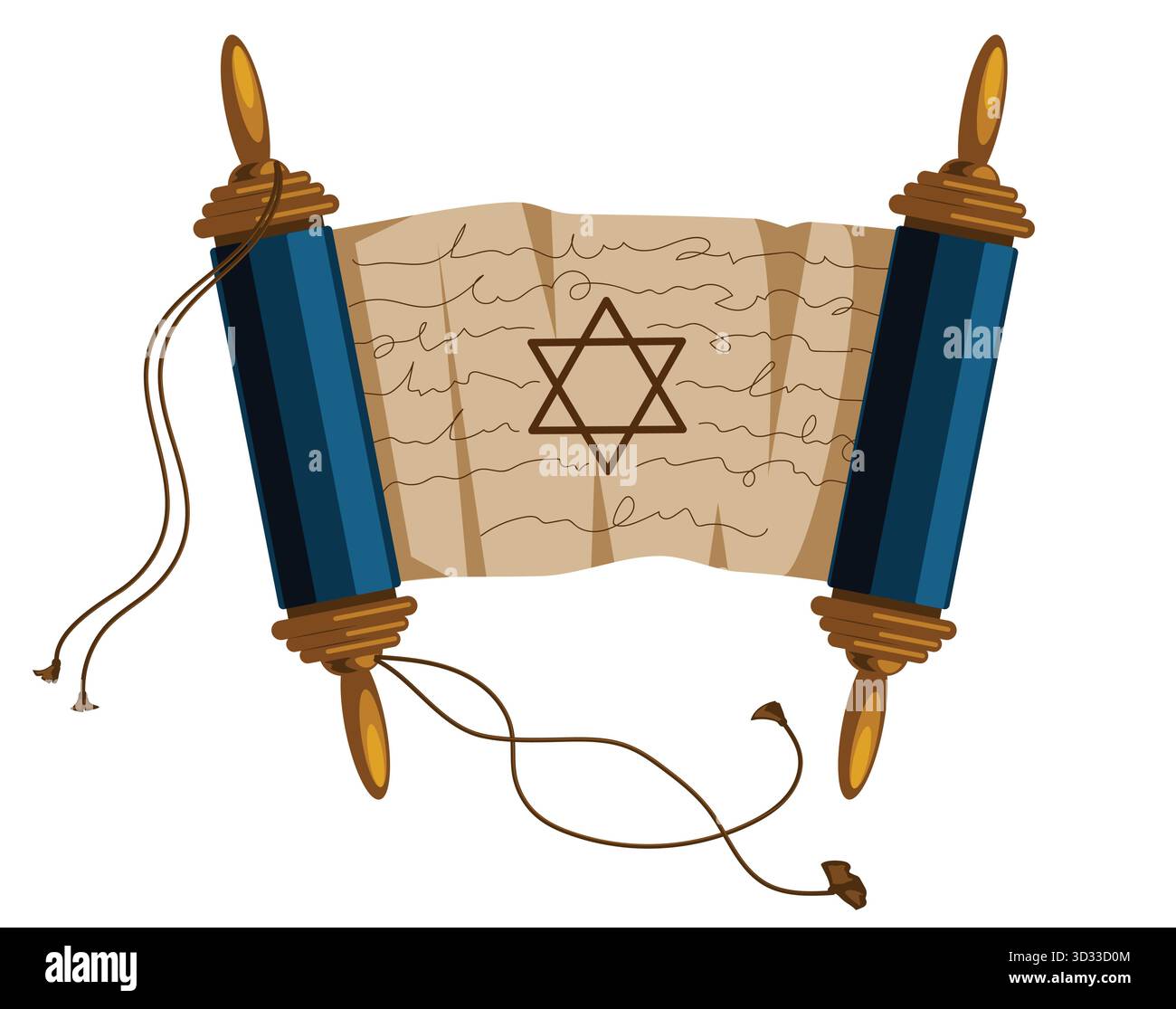 Hand Drawn Torah Scroll with Star of David - Traditional Jewish ...