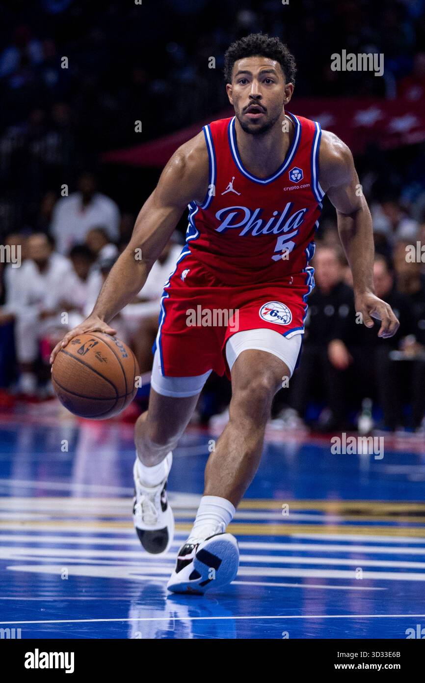 Philadelphia 76ers' Quentin Grimes in action during an NBA Cup ...
