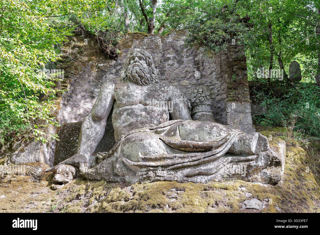 Italy - Bomarzo - Sacro Bosco - Neptune (Nettuno) reclining with shell ...
