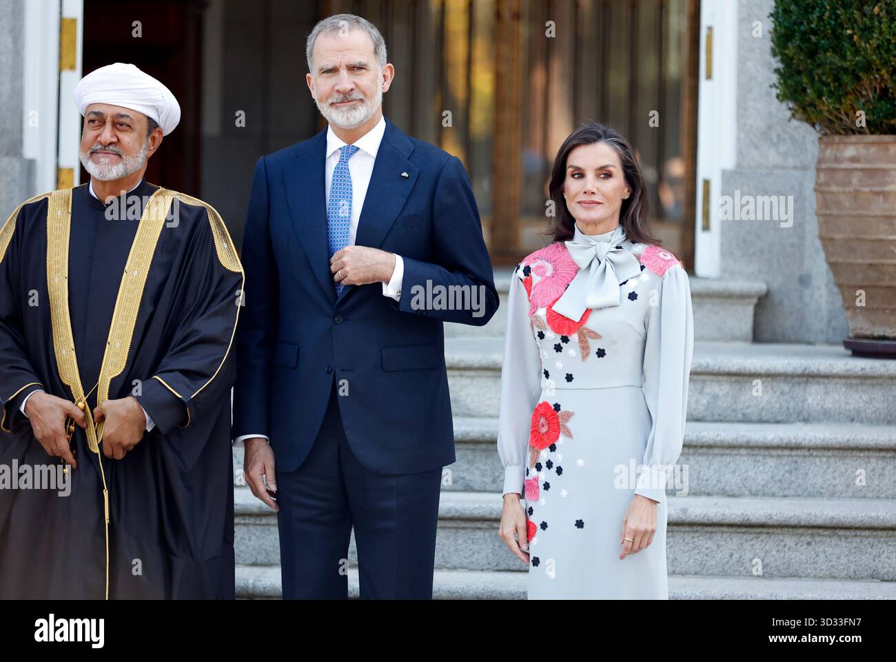 (L-R) The Sultan of Oman, Haitham Bin Tarik, King Felipe VI and Queen ...